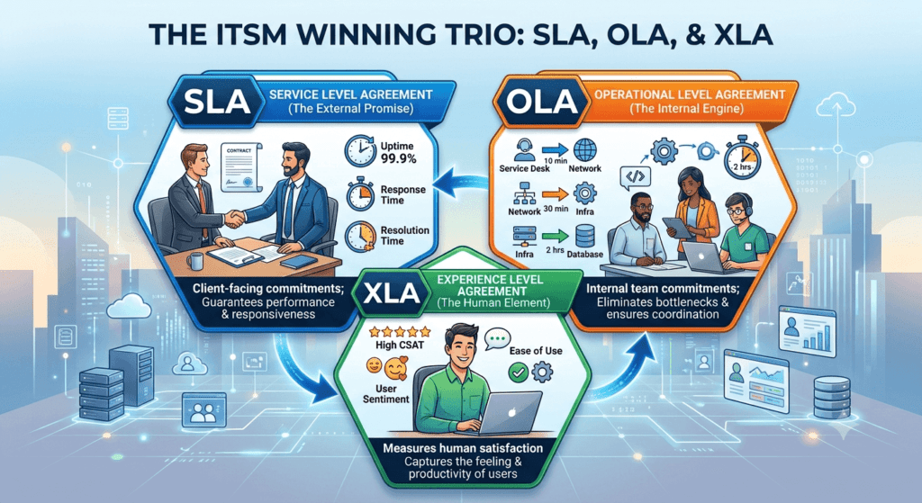 SLA, OLA, and XLA: The Winning Trio for Modern ITSM